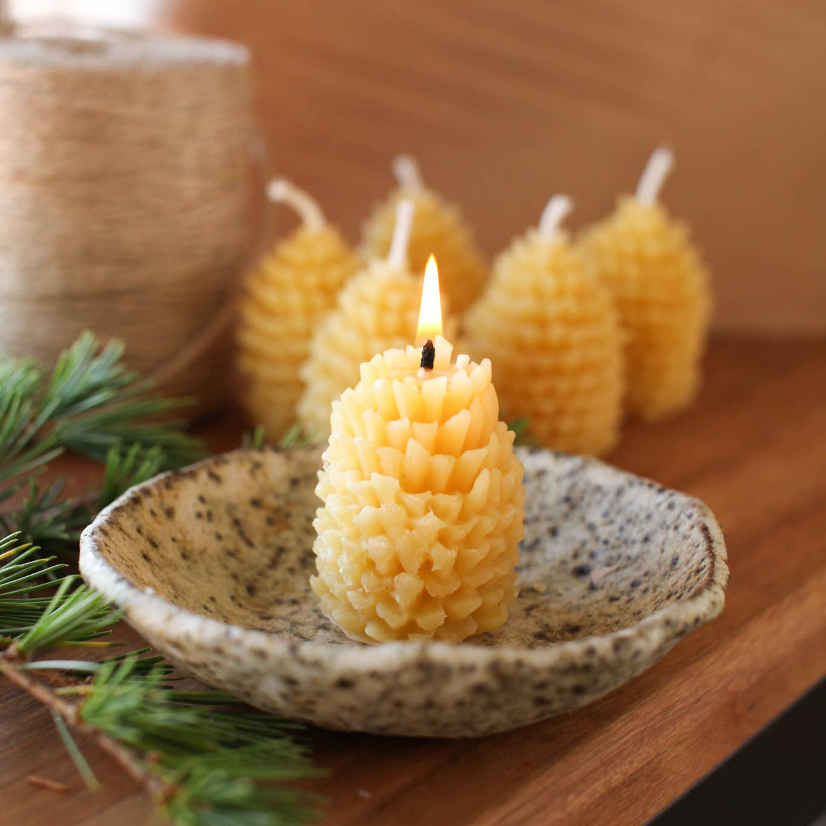 Beeswax pine candles – Hamish + Grace